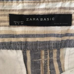 Zara | Shorts | Zara Linen Striped Shorts In Neutral Tones | Poshmark